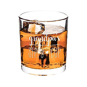 Grandpa's Sippy Cup Whiskey Glass 10Oz, Whiskey Rocks Glass for Grandfather, New Grandpa - Funny Old Fashioned Whiskey Glass for Christmas, Birthday, Father’s Day, Scotch Glass Gift for Rum Bourbon