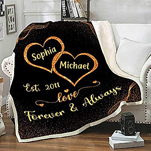 Customized Fleece Blankets for Wife with Husband's Name, Best Gift for Your Life Partner with Quotes, Valentine's Day Gifts, Birthday Gift, for Wife, Supersoft and Cozy Blanket