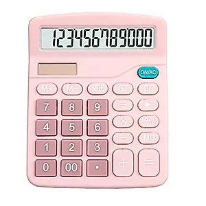 MJWDP Blue Pink 12 Digit Desk Solar Calculator Large Big Buttons Financial Business Accounting Tool for School Student Office (Color : Blue, Size