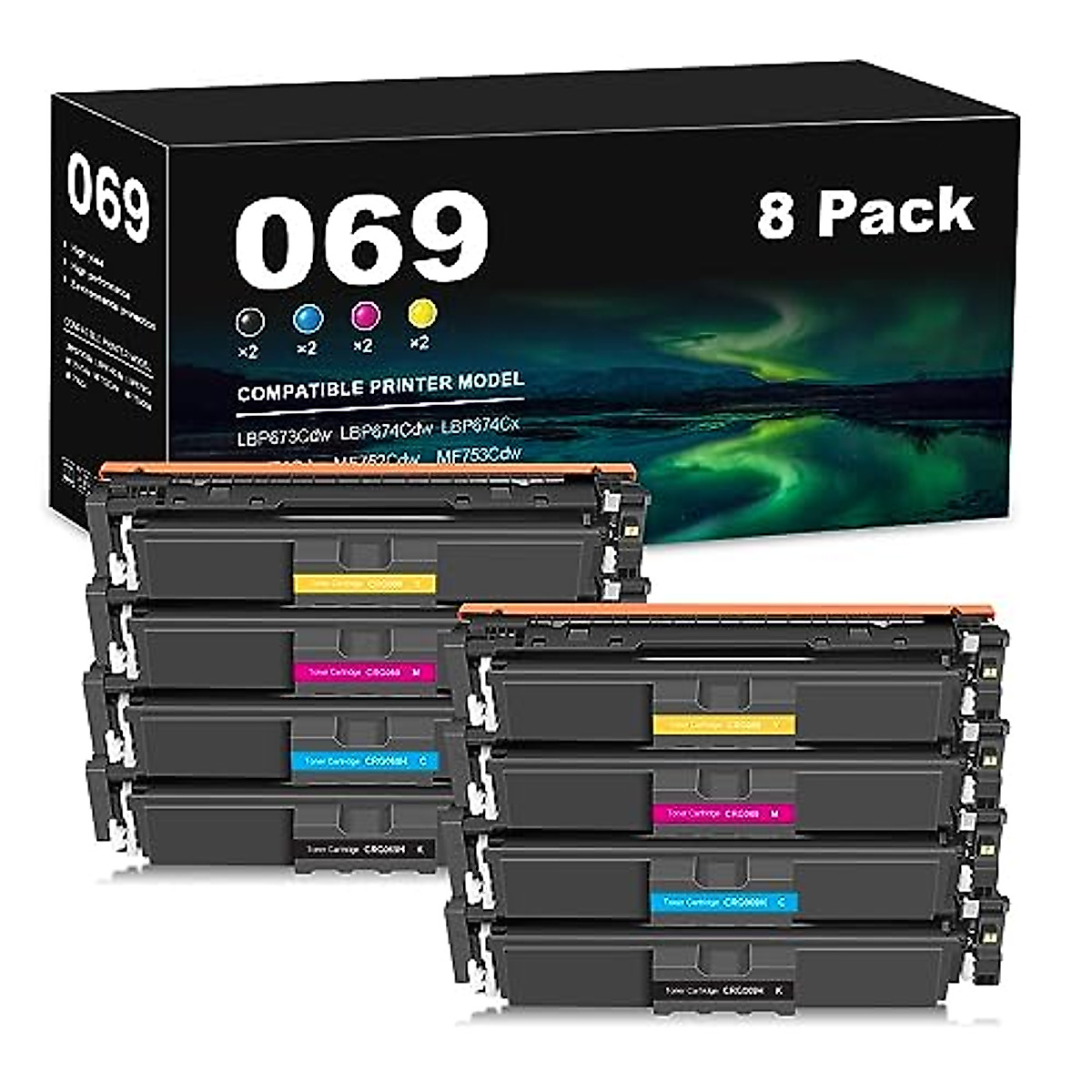 069 Toner Cartridge Compatible Replacement for Canon 069H for imageCLASS MF753Cdw MF751Cdw LBP674Cdw Printer (8 Pack)