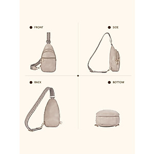 Telena Sling Bag for Women Crossbody Fanny Packs for Women Leather Sling Chest Bag with Adjustable Strap Cloud Grey