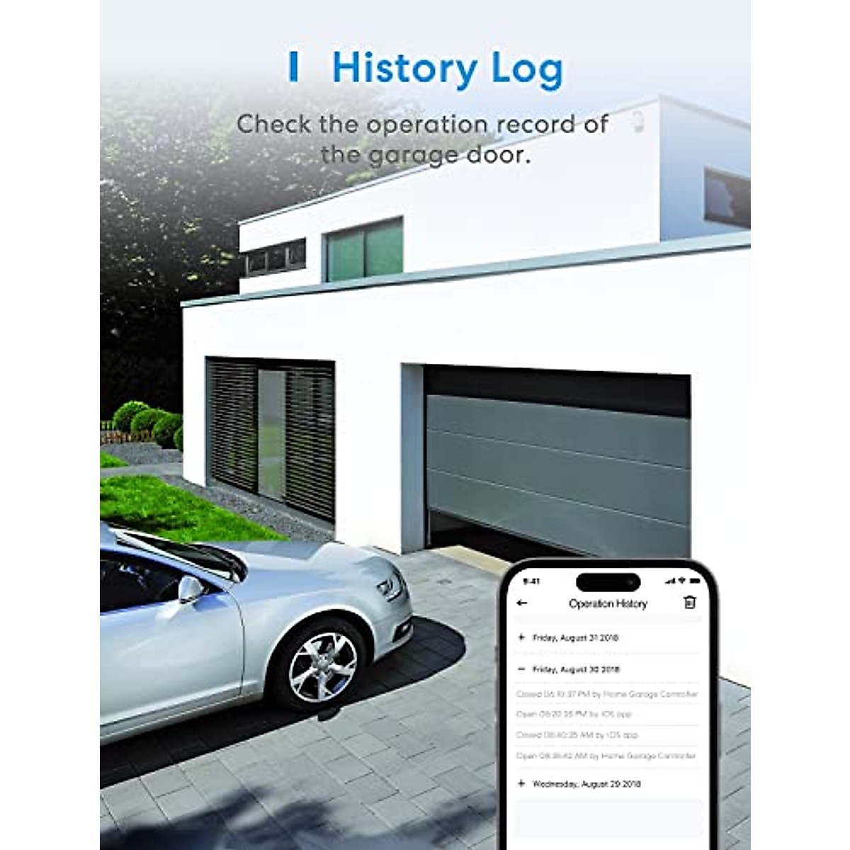 Smart Garage Door Opener Remote with External Antenna, Up to 3 Single Doors, Compatible with Apple HomeKit, Amazon Alexa, Google Assistant, SmartThings, App Control, No Hub Needed