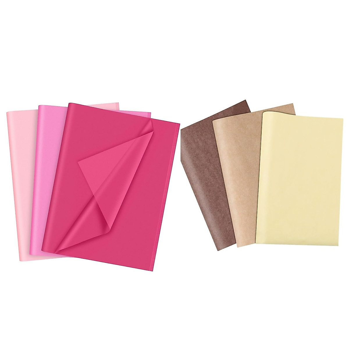 PLULON 60 Sheets Pink Tissue Paper Bulk and 60 Sheets Brown Tissue Paper Bulks