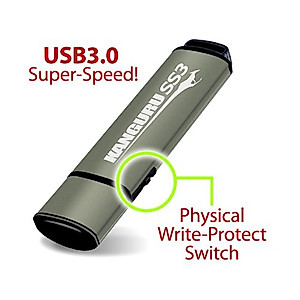 Kanguru SS3 – 128GB USB Flash Drive - Physical Write Protect Switch – SuperSpeed USB 3.0 - Portable