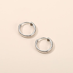 Milacolato Sterling Silver Hoop Earrings for Women 14K Vermeil White Gold Plated 3mm Chunky Gold Hoops Earrings Bold Huggie Small Medium Hoop Earrings 18mm