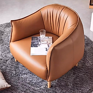 Couch for Living Room Leather Sofa Modern Minimalist Solid Wood Sofa Chair Nordic Small Apartment Living Room Light Luxury Single Sofa Samll Sofa