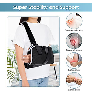 Arm Sling Shoulder Immobilizer with Back Belt, Breathable Lightweight Shoulder Sling Airflow Mesh Fabric Rotator Cuff Sling, Broken Arm Bandage for Shoulder Arm Injury Recovery