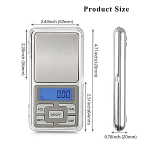 Precision Pocket Scale 200g x 0.01g, SKEAP Digital Gram Scale Small Herb Scale Mini Food Scale Jewelry Scale Ounces/ Grains Scale, Easy to Carry, Great for Travel ,Backlit LCD, Stainless Steel