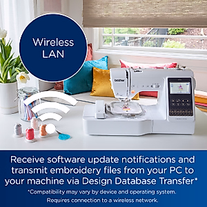 Brother SE700 Sewing and Embroidery Machine, Wireless LAN Connected, 135 Built-in Designs, 103 Built-in Stitches, Computerized, 4" x 4" Hoop Area, 3.7" Touchscreen Display, 8 Included Feet