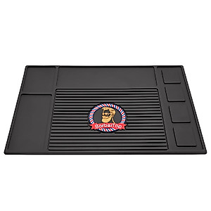 CestoMen Barber Tools Organizer Mat, Clippers Mat, Flexible and Anti-slip Magnetic Barber Mat, Magnet Strip Station Pad for Hairstylist(BLACK)