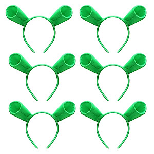 6 Pieces Green Ears Headbands Halloween Head Wrap Hair Accessories Cute Hair Band for Adult Kids Halloween Party Celebration Cosplay Decoration