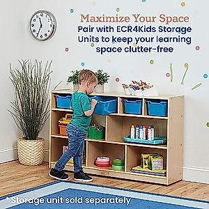 ECR4Kids Scoop Front Storage Bin, Multipurpose Organization, French Blue, 5-Piece