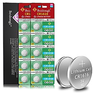 Beidongli CR1616 Battery 3V Lithium Battery Coin Button Cell 10 Pack 【5-Year Warranty】