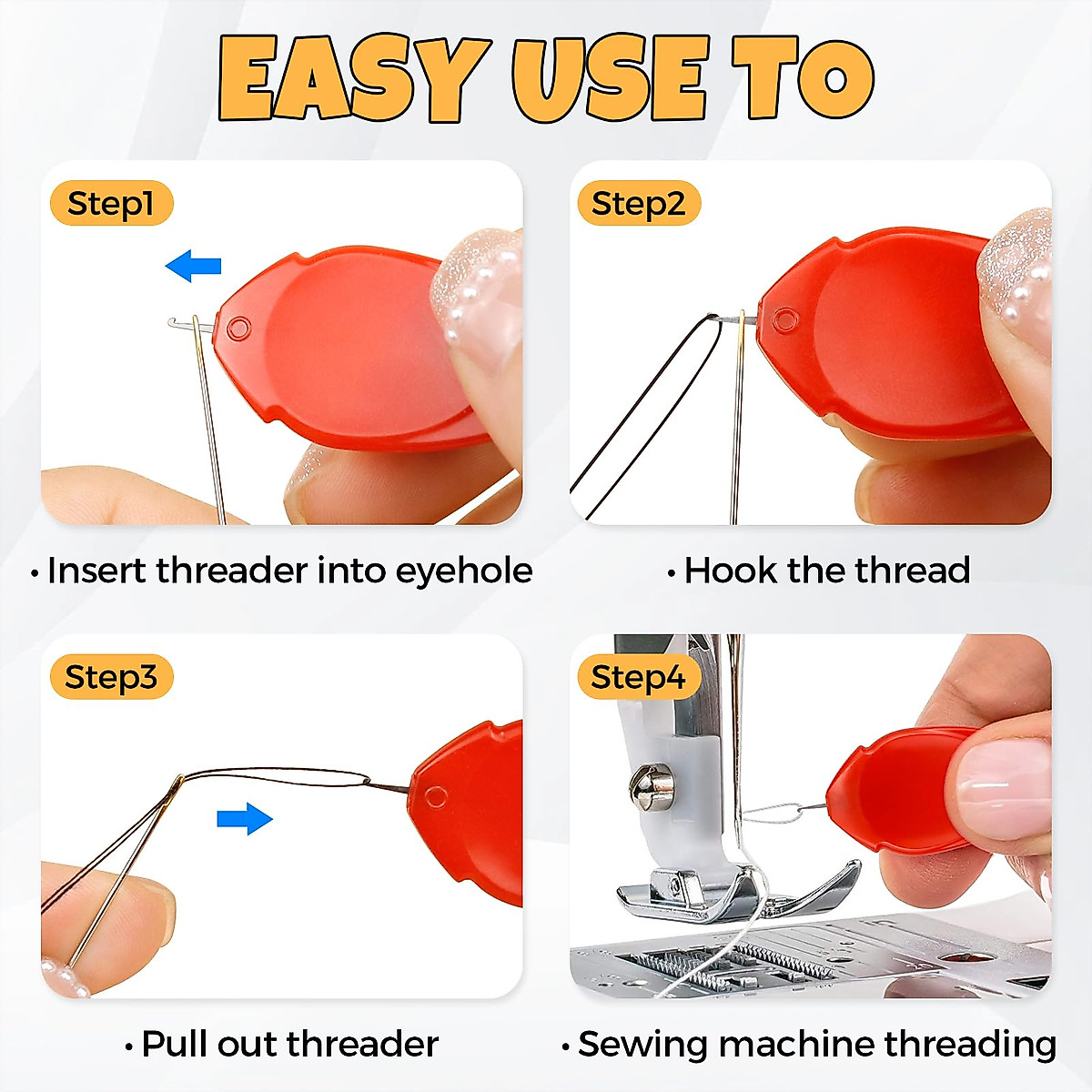 FIVEIZERO 30-Count Premium Hand Sewing Needles, 6 Sizes Embroidery Needles Kit with Threaders for Hand Sewing Crafts,Large Eye Sewing Needle Kit for Art and Craft Projects