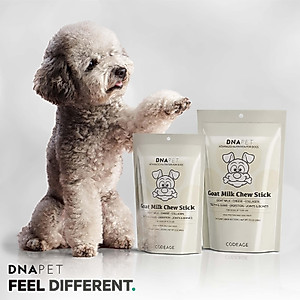 DNA PET Goat Milk Chew Sticks for Dogs Supplement - High Protein, Beef Collagen, Cheese & Probiotics - Large Dogs Over 55 Lbs - Non-GMO, Gluten-Free, Grain-Free, Air-Dried & Handcrafted - 3-Count