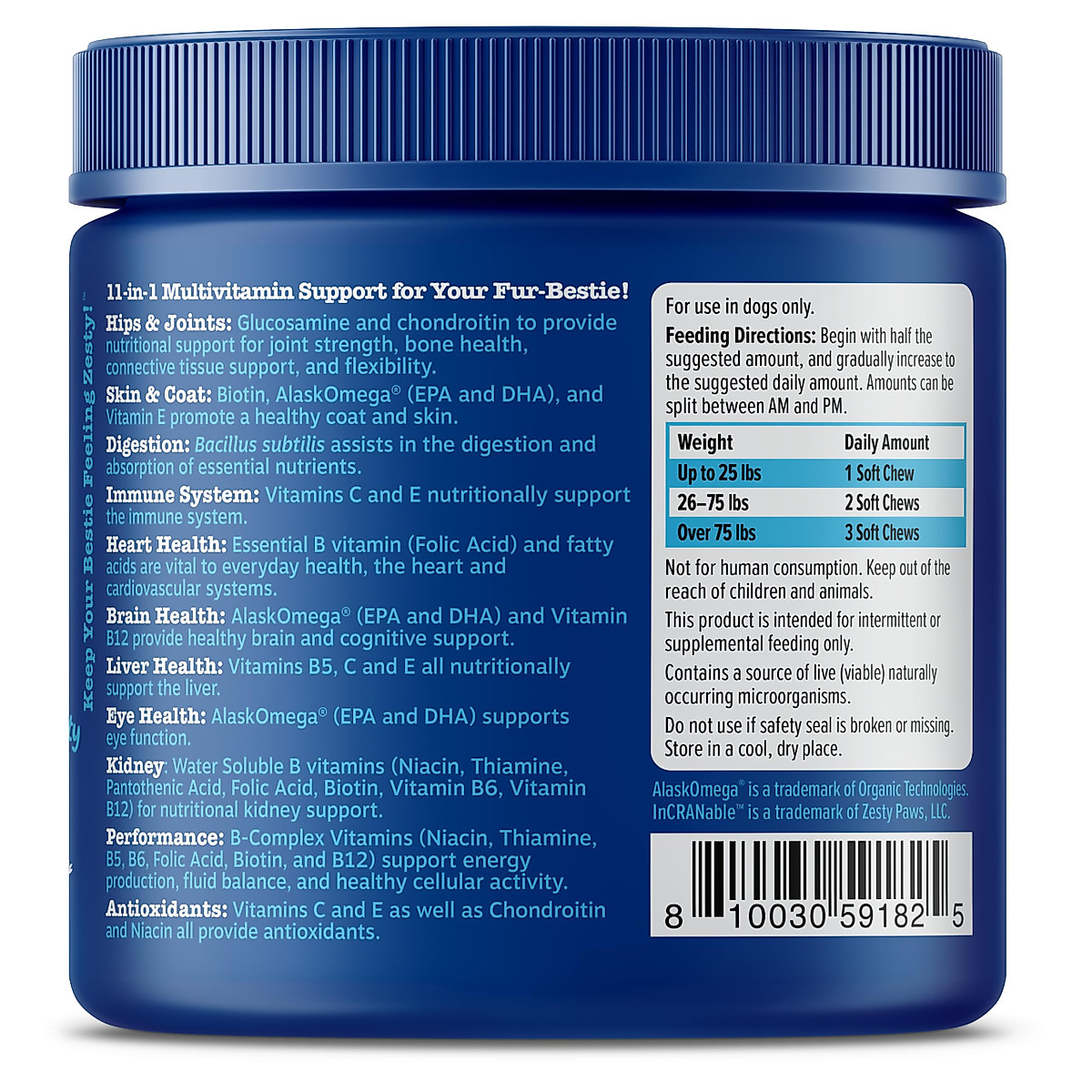 Zesty Paws Senior Dog Multivitamin Treats - Glucosamine for Dogs + Digestive Enzymes & Probiotics - Grain Free Dog Vitamins for Skin & Coat + Immune Health - Beef - Advanced - 90ct