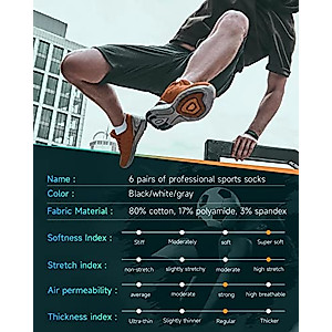 TANSTC Ankle Athletic Low Cut Socks,Running Sports White Men's Sock,Mesh Breathable and Arch Support Non-Slip,Comfortable Cushioned Heel Tab Thick Cotton Women Socks,6 Pairs