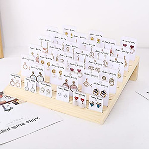 Garneck Earring Display Stand Wooden Business Card Holder Rustic Wood Earring Card Display Organizer Table Jewelry Ring Showcase Rack for Shows Selling Retail