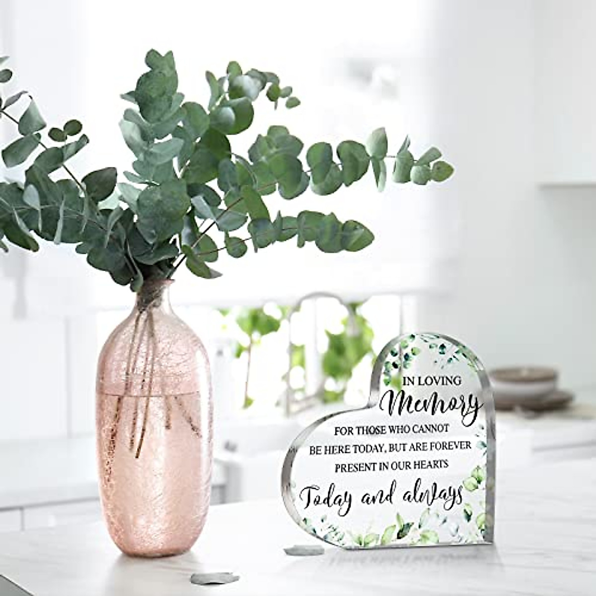 Wedding Memorial Sign, In Loving Memory Wedding Sign Remembrance Wedding Sign, Heart Acrylic In Memory of for Wedding Table Centerpieces Ceremony Reception Anniversary Decoration (Elegant Style)