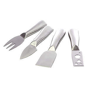 True Quartet Tool Set Brushed Stainless Steel, Knives, Cheese Forks, Dishwasher Safe, Set of 4, Silver
