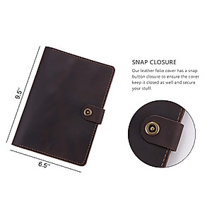 Leather Folio Cover Compatible with Rocketbook Executive Size 6 x 8.8, Handmade Rustic Leather Journal Cover for A5 Notebooks - Coffee