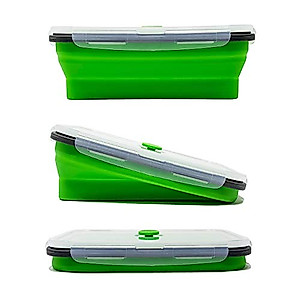 Set of 4 Collapsible Silicone Food Storage Container, Leftover Meal box For Kitchen, Bento Lunch Boxes, BPA Free, Microwave, Dishwasher and Freezer Safe. Foldable Design Saves Your Space.