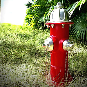 Choies Dog Fire Hydrant Statue with 4 Stake,Puppy Pee Post Training Statue,Outdoor Large Fire Hydrant Statue Garden Patio Ornament Decorations 14.5 inch Tall