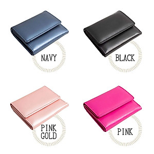 Charis HIGH FIVE Vegan Leather Trifold Mini Wallet for Women High Capacity Card Coin Purse - Pink