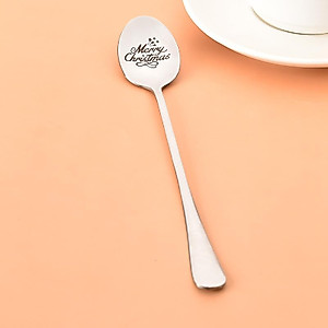 Christmas Gifts for Women Men Friends Xmas Gifts for Mom Dad Christmas Presents for Girls Boys Merry Christmas Spoon Engraved Coffee Tea Spoons Gift Ideas for Daughter Son