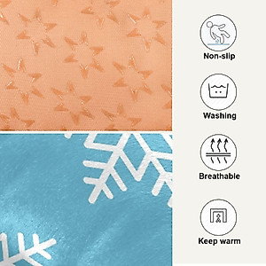 Coikll Christmas White Snowflakes Blue Pet Bed Pad Soft Dog Bed Mat with Anti-Slip Bottom, Machine Washable Crate Pad Mattress for Dog Sleeping- 36 * 24inches