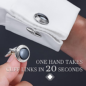 Cufflinks and Tuxedo Studs Set with Gift Box, Silver and Gold Tone Cuff Links for Men's Shirt Wedding Business