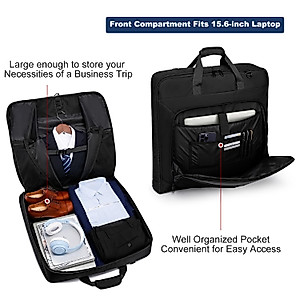 Garment Bag Travel Suit Bag for Men Large 40-Inch Carry on Garment Bag Up to 3 Suits for Business Trips,2 in 1 Hanging Suitcase Luggage Bags for Travel,Foldable Carry on Bag Fits 15.6Inch Laptop,Black