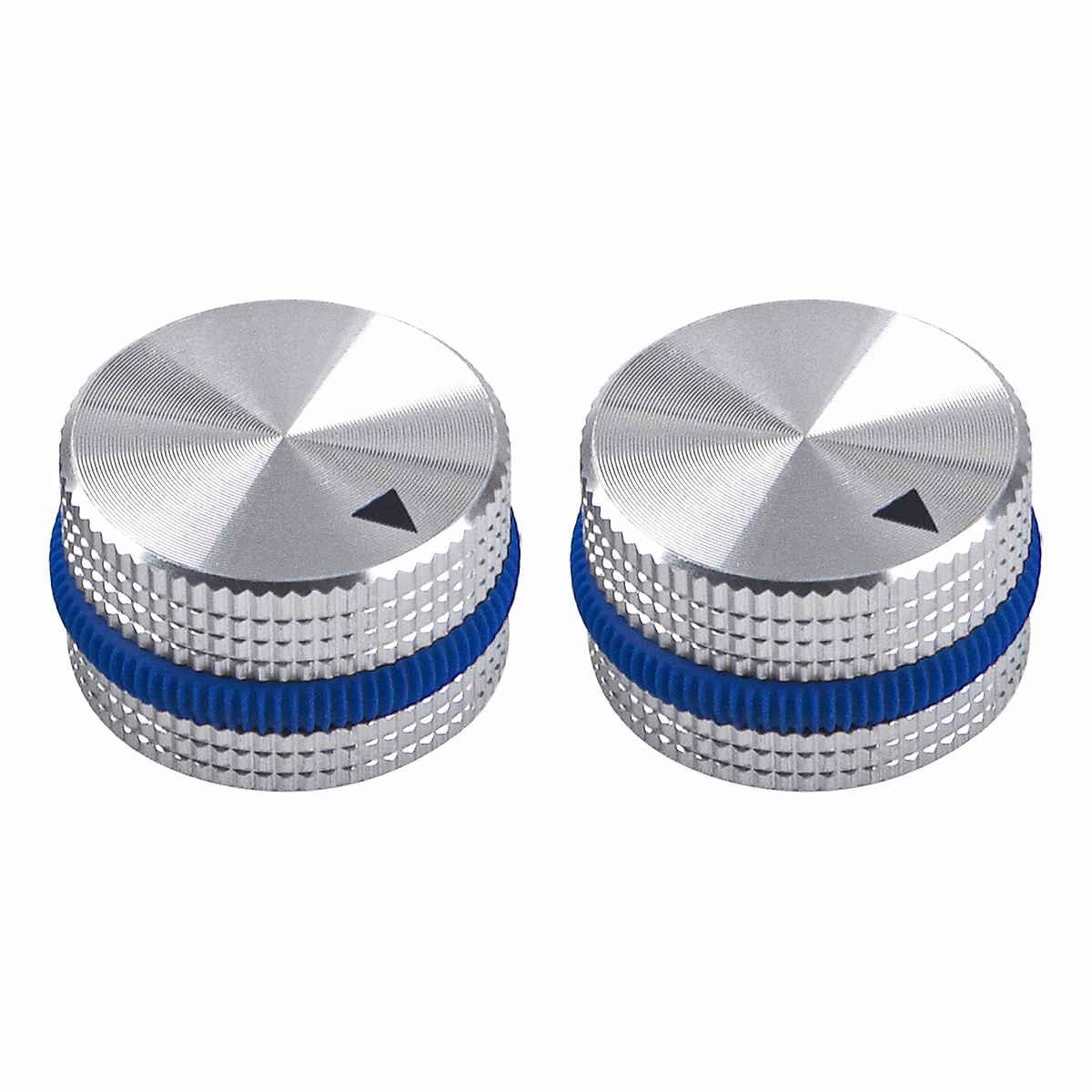 2Pcs Yootones 25 x 15.5mm Guitar knob Potentiometer Control Knob Volume Audio Electric Guitar Bass knob Screw Type Silver Aluminum Alloy & Rubber Ring Compatible with 6mm diameter shaft (Blue)