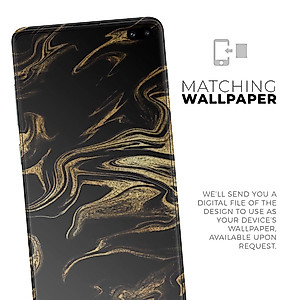 DesignSkinz Black & Gold Marble Swirl V7 Protective Vinyl Decal Wrap Skin Cover Compatible with The Samsung Galaxy S20 (Screen Trim & Back Glass Skin)