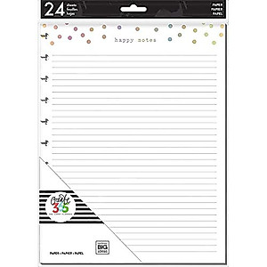 me & my BIG ideas Note Paper Sheets - The Happy Planner Scrapbooking Supplies - 24 Sheets of Pre-Punched Paper, Double-Sided Paper with Gold Foil - Make Lists, Take Notes, Doodle - Big Size