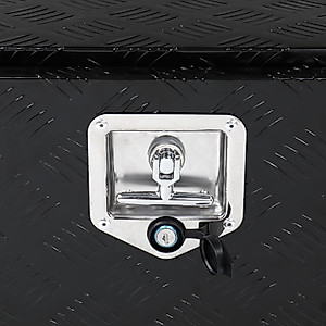 MOTORHOT 30" W x 17" D x 18" H Aluminum Truck Bed Tool Box, Diamond Plate ToolBox for Pick Up Truck RV Trailer, Chest Storage Organizer with Lock and Keys, Black