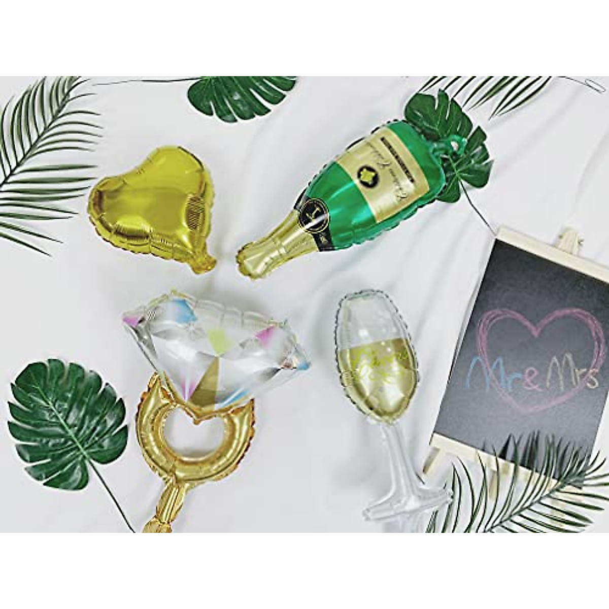 Engagement Wedding Decorations,Gold Engaged Banner, Photo Banner and Set of 12+5 distinctive Balloons for Engagement/Wedding/Anniversary/Valentines Day Party