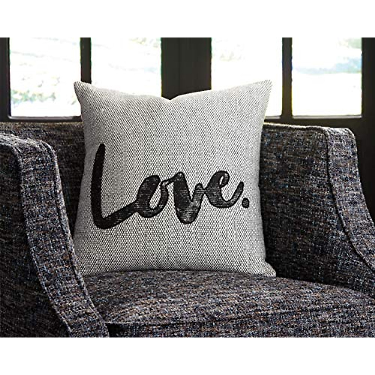Signature Design by Ashley "Love" Mattia Throw Pillow, 18 x 18 Inches, Gray & Black