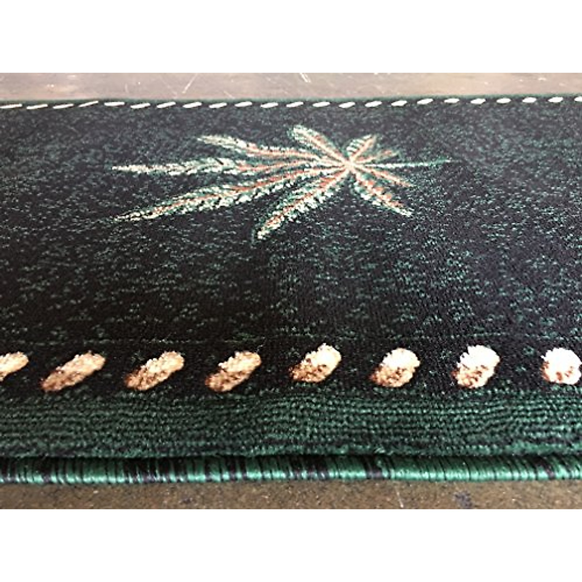 Americana Marijuana Long Runner Rug Black &Green Design#139 (32in.X15ft10in.)