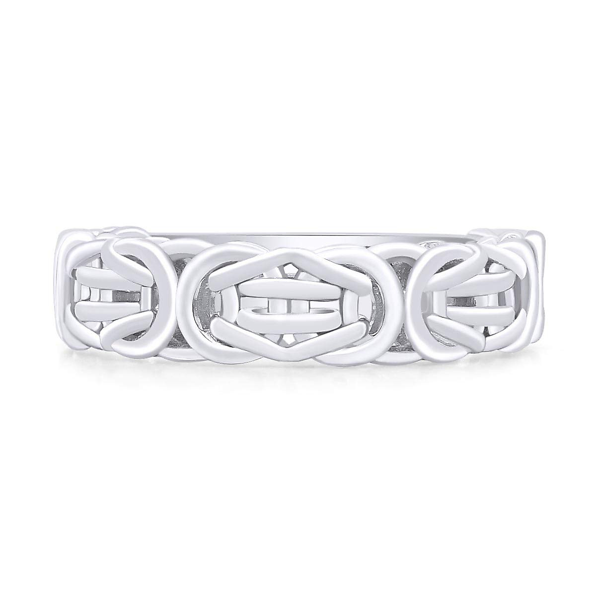 AFFY 14k White Gold Over Sterling Silver Byzantine Ring Jewelry For Engagement Wedding Anniversary Ring Size-7