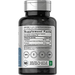 Magnesium Potassium Aspartate Complex | 180 Capsules | Non-GMO and Gluten Free Formula | by Horbaach