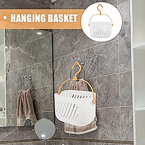 STOBAZA Shower Basket Plastic Hanging Shower Caddy with Hook for Bathroom Health Cosmetics Spa White