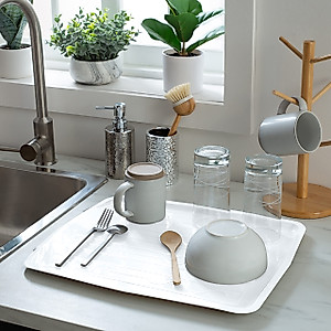 Kitchen Details Countertop Draining Tray | Dimensions: 18"x 15"x 1"| Designed for Stand Alone Dish Racks | Durable | Prevents Water Build Up | White