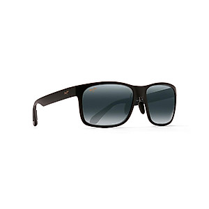 Maui Jim Men's and Women's Red Sands Polarized Rectangular Sunglasses, Matte Black/Neutral Grey, Large