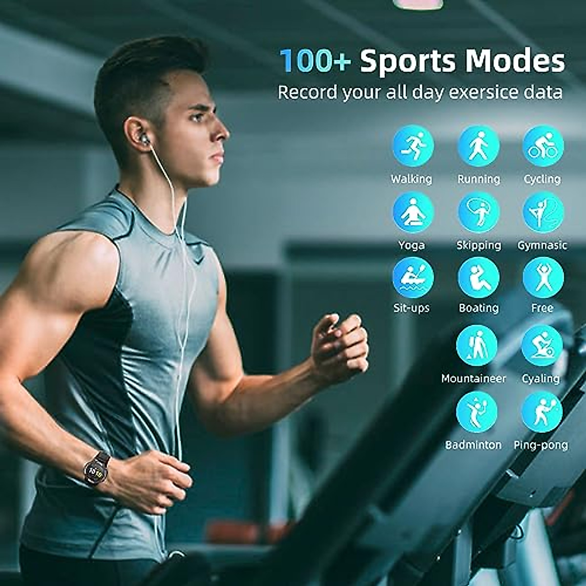 AWEI  Smart Watch for Men Women(Answer/Make Calls), 1.45" HD Touch Screen Fitness Watch with Sleep Heart Rate Monitor, 100+Sports Modes, IP68 Waterproof Activity Trackers Compatible with Android iOS