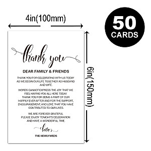 50 Wedding Reception Thank You Cards, Thank You Placecards for Weddings, Receptions, Rehearsals, Dinner Parties, Events, and Celebrations, Menu Place Setting Card Notes - Placement Thank You Notes.