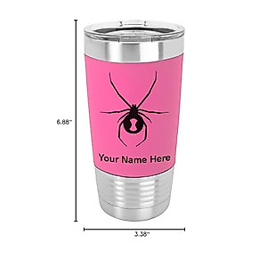 LaserGram 20oz Vacuum Insulated Tumbler Mug, Black Widow Spider, Personalized Engraving Included (Silicone Grip, Pink)