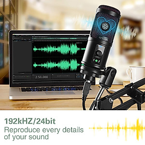 OTHA USB Microphone Kit,Studio Condenser Microphone Computer Podcast Mic for PC, PS4, Mac with Adjustable Scissor Arm Stand,Mute Button& Monitor Headphone Jack