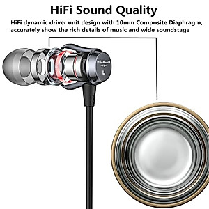 YINYOO Wired Earphones Headphones WGZBLON FG Earbuds HD Sound with Stereo Bass for Computer Phone for Men Women Adults(with mic, Black)