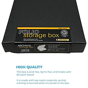 Lineco Archival Folio Storage Box. Metal Edge Archival Boxboard, Clamshell Lid. 9.5 x 12.5 x 1.75 inches.